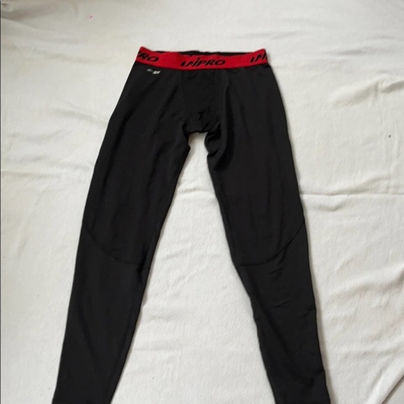 Unipro | Pants | Mens Black With Red Waist Band Compression Pants ...